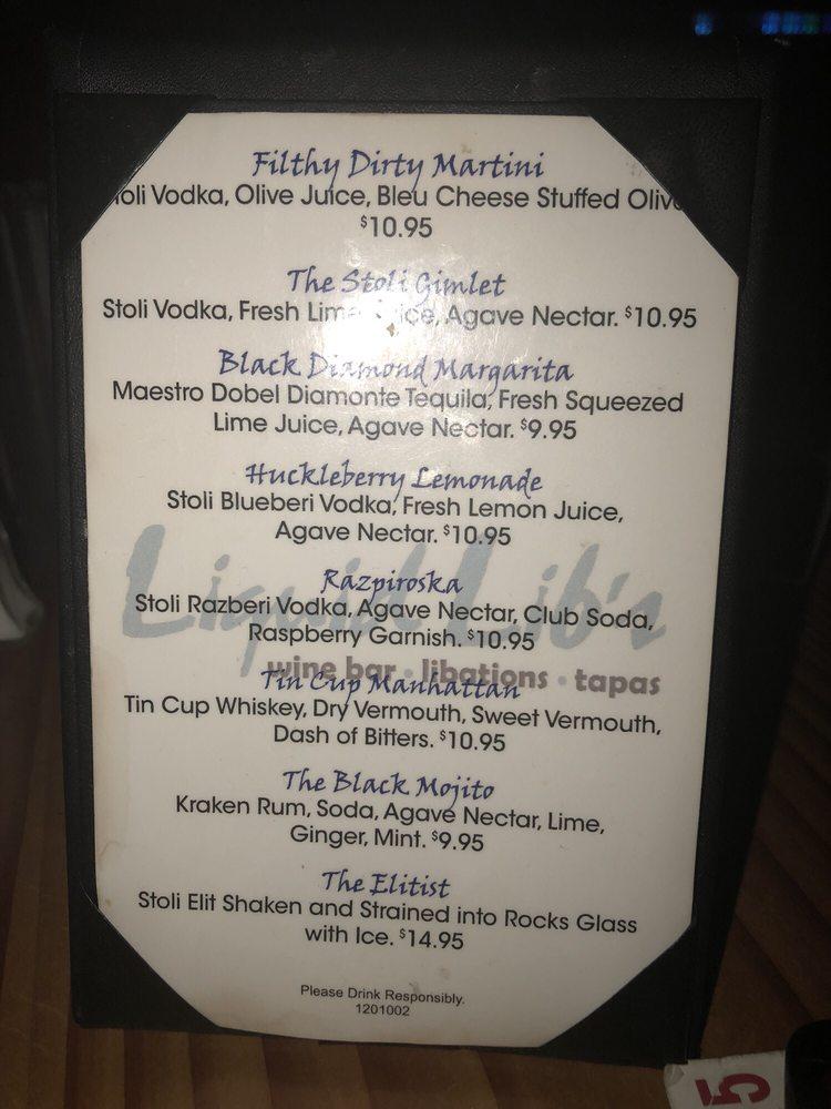 Menu at Liquid Lib's pub & bar, Lutherville-Timonium