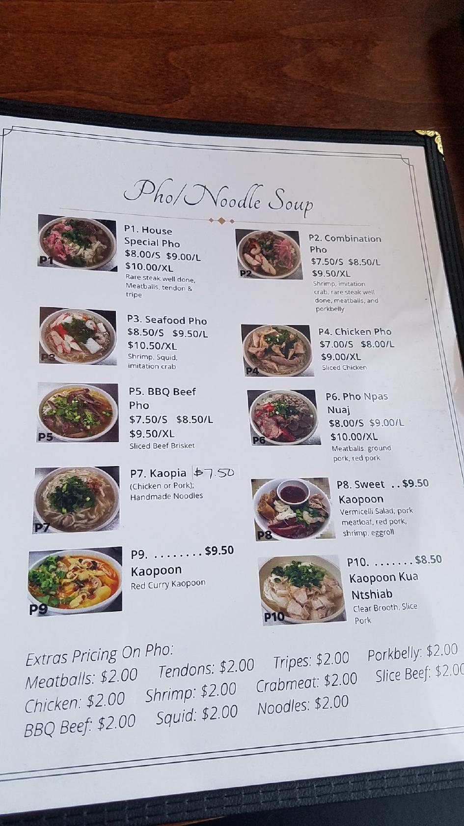 Carta de Little Asia Cafe, Saint Paul