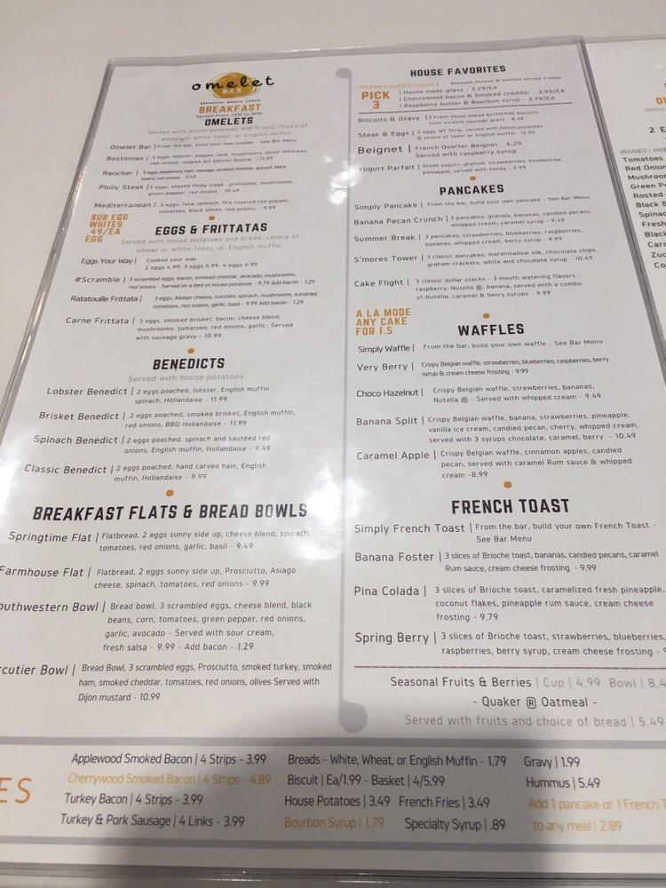 Menu at Omelet Bar, Orlando