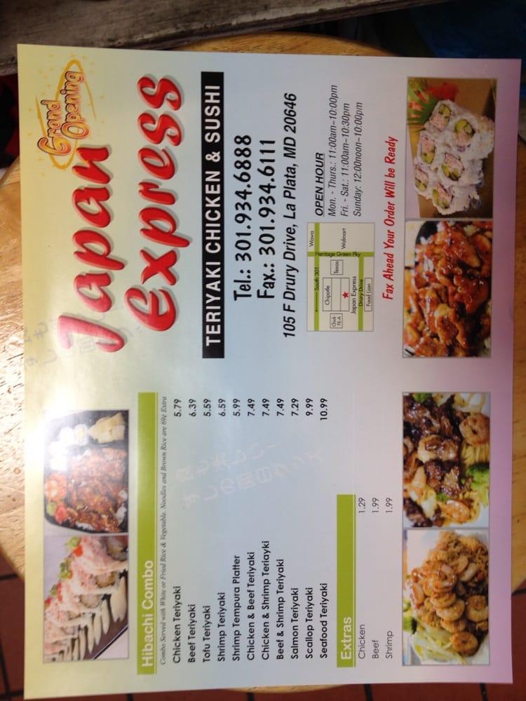Menu at Japan Express restaurant, La Plata
