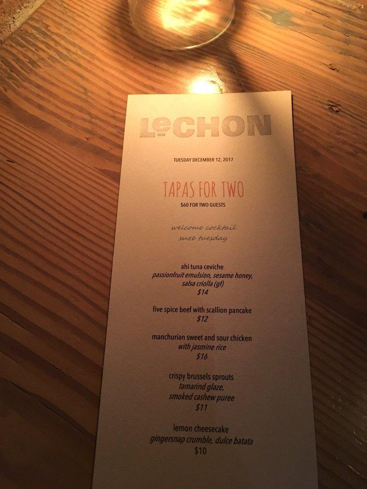 Menu at Lechon pub & bar, Portland