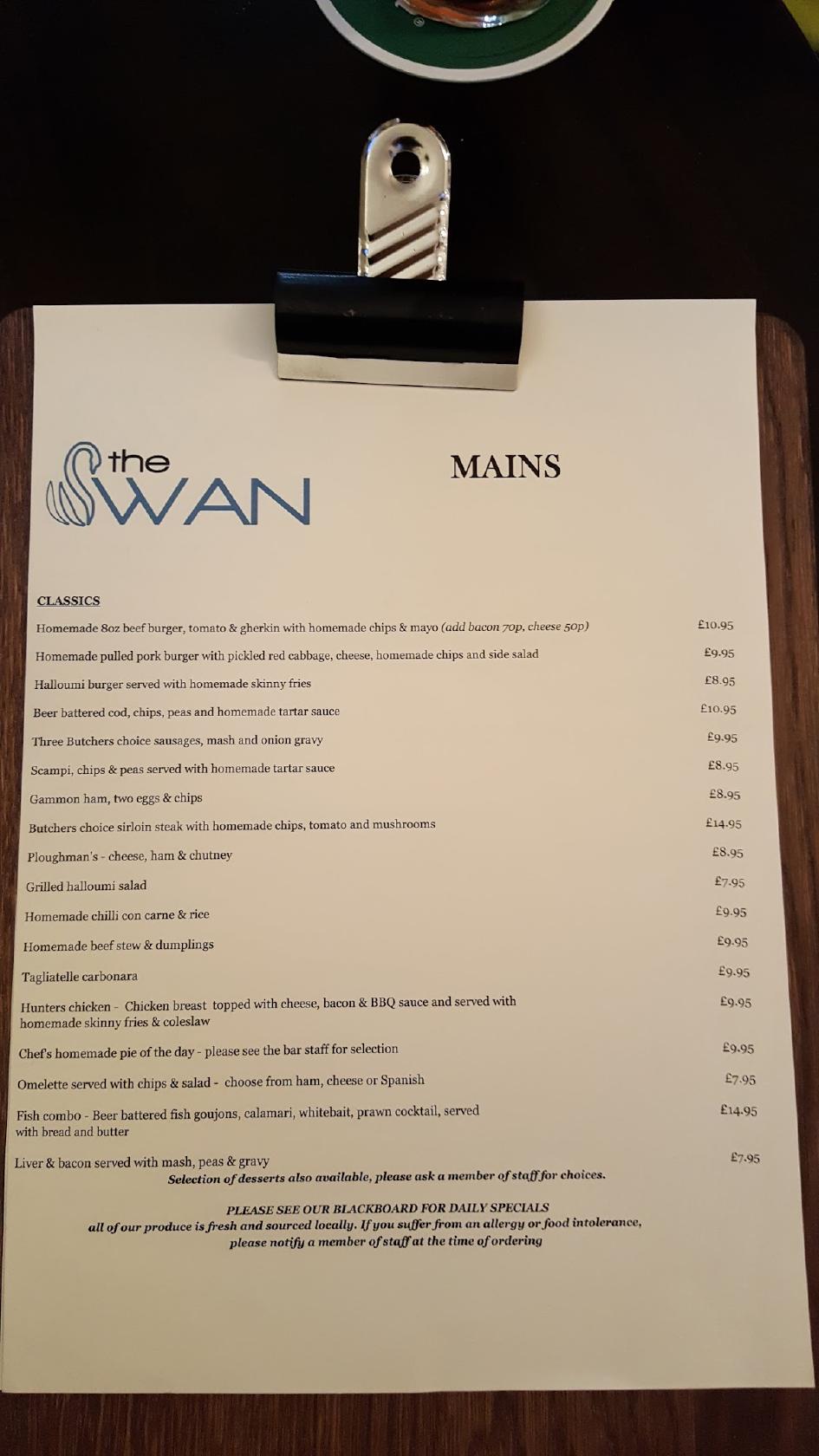 Menu at The Swan, Westgate-on-Sea pub & bar, Margate