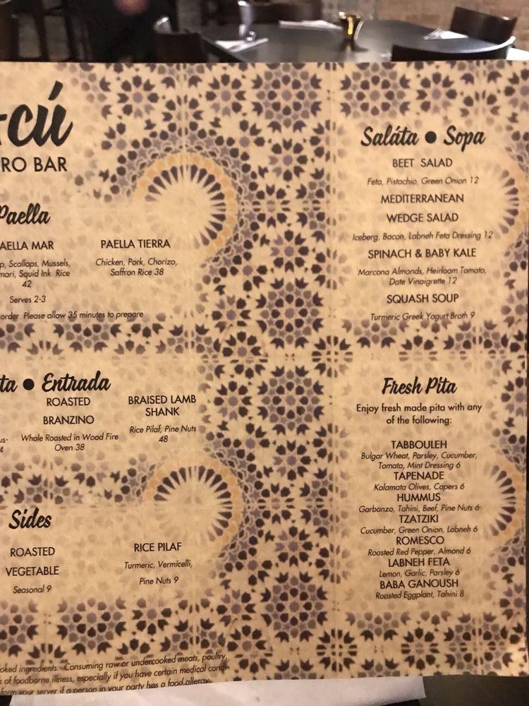Menu at Acu Bistro Bar, San Antonio, I-10 UNIT 111