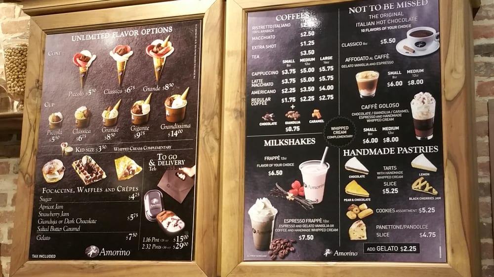 Menu at Amorino desserts, Chicago, 838 N State St