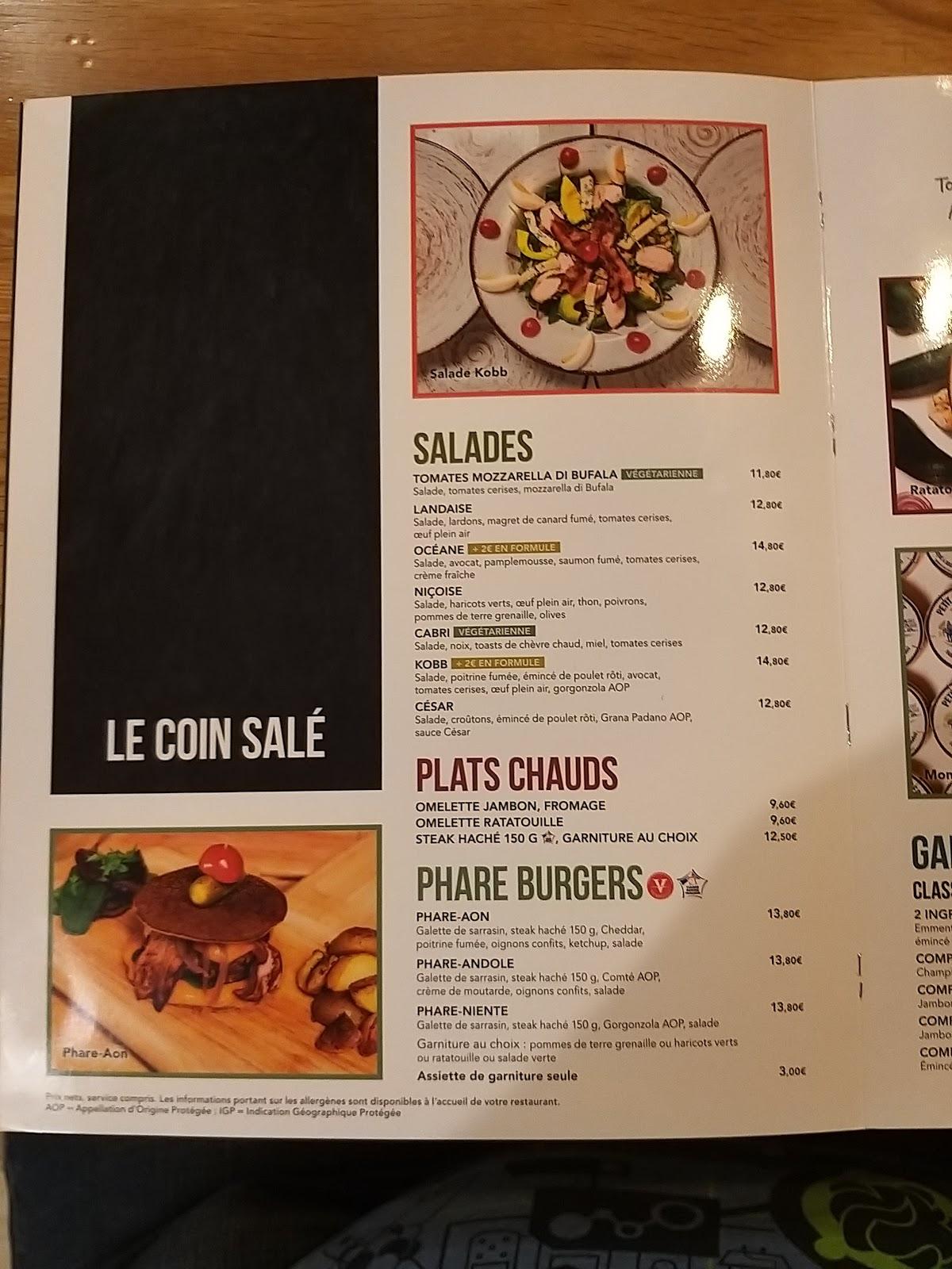 Menu au Le Phare St Louis pub et bar, Coignières