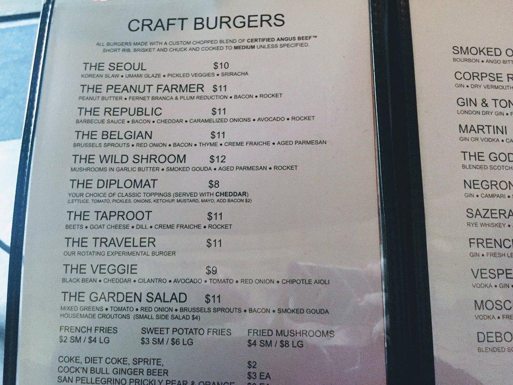 Menu at OAK & ALLEY pub & bar, Warsaw, E Center St
