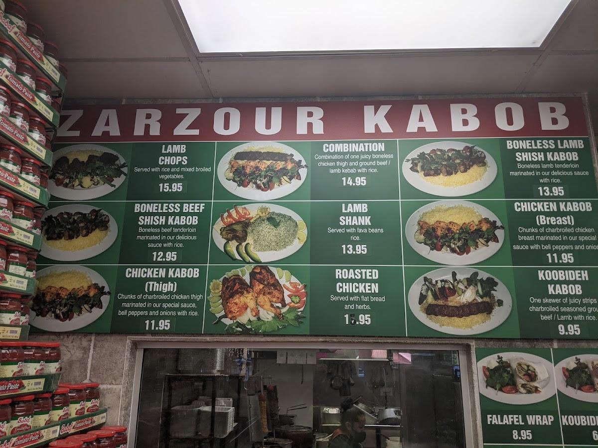 Menu at Zarzour Kabob restaurant, San Jose