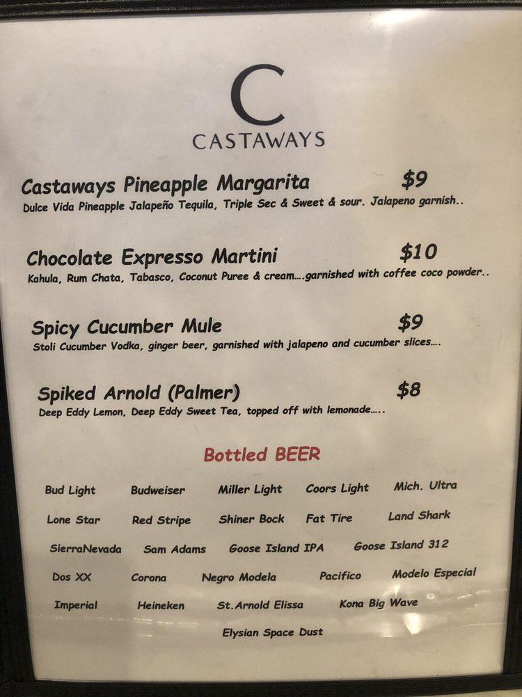 Menu at Castaway’s Seafood & Grill restaurant, Port Aransas, 337 N ...