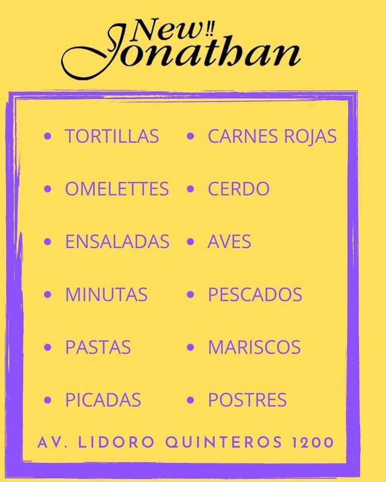 Menu at New Jonathan restaurant, Buenos Aires