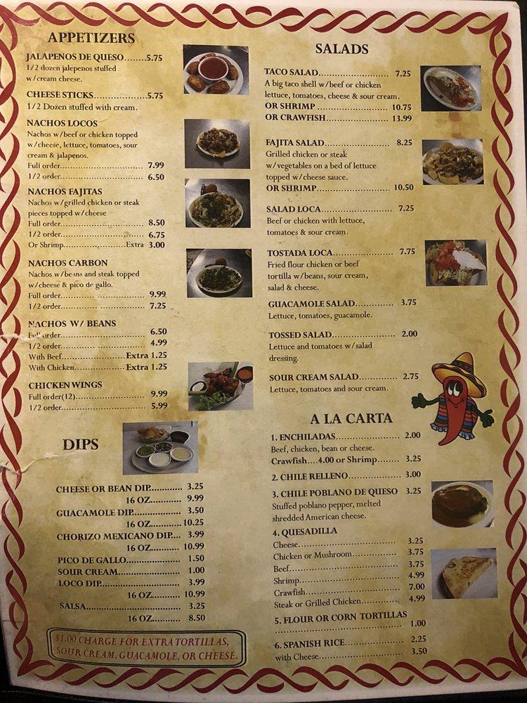 Menu at Fiesta Charra Mexican Restaurant, Lucedale