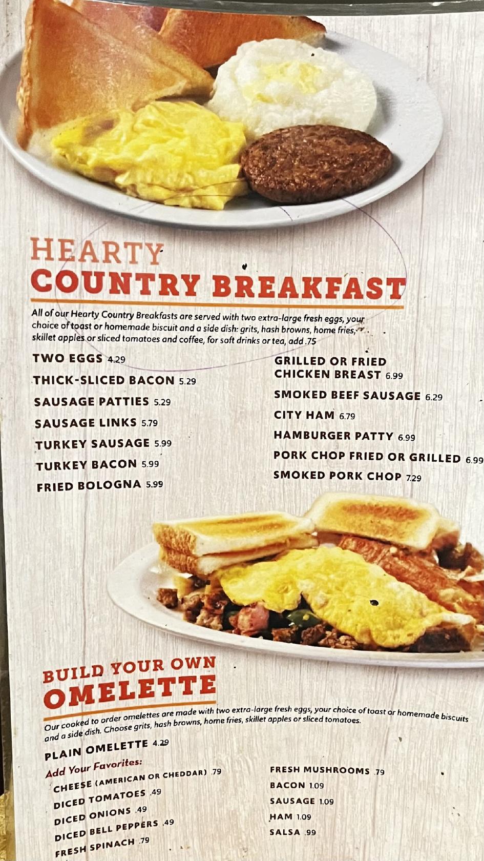 Menu at Mountain View Restaurant Steak & Seafood, West Union