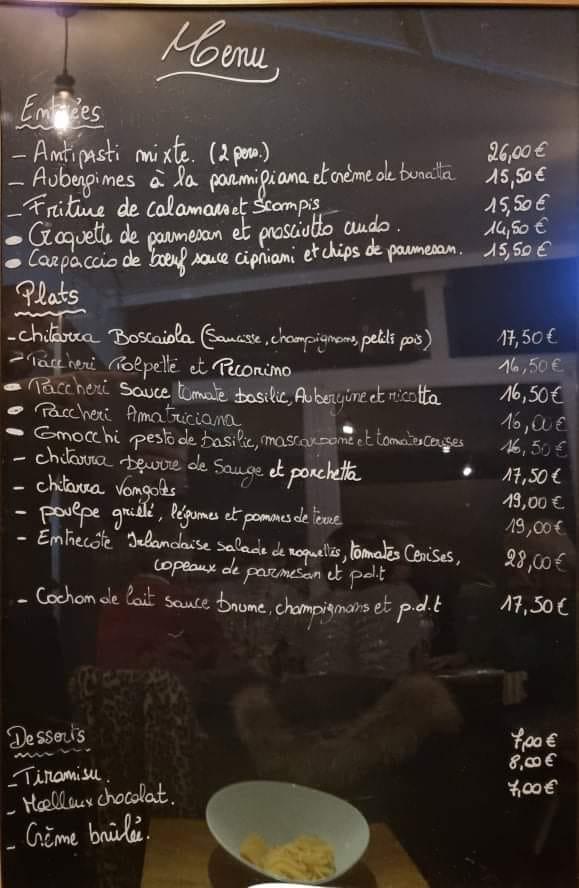 Menu au Rosso Vino, Liège, 1