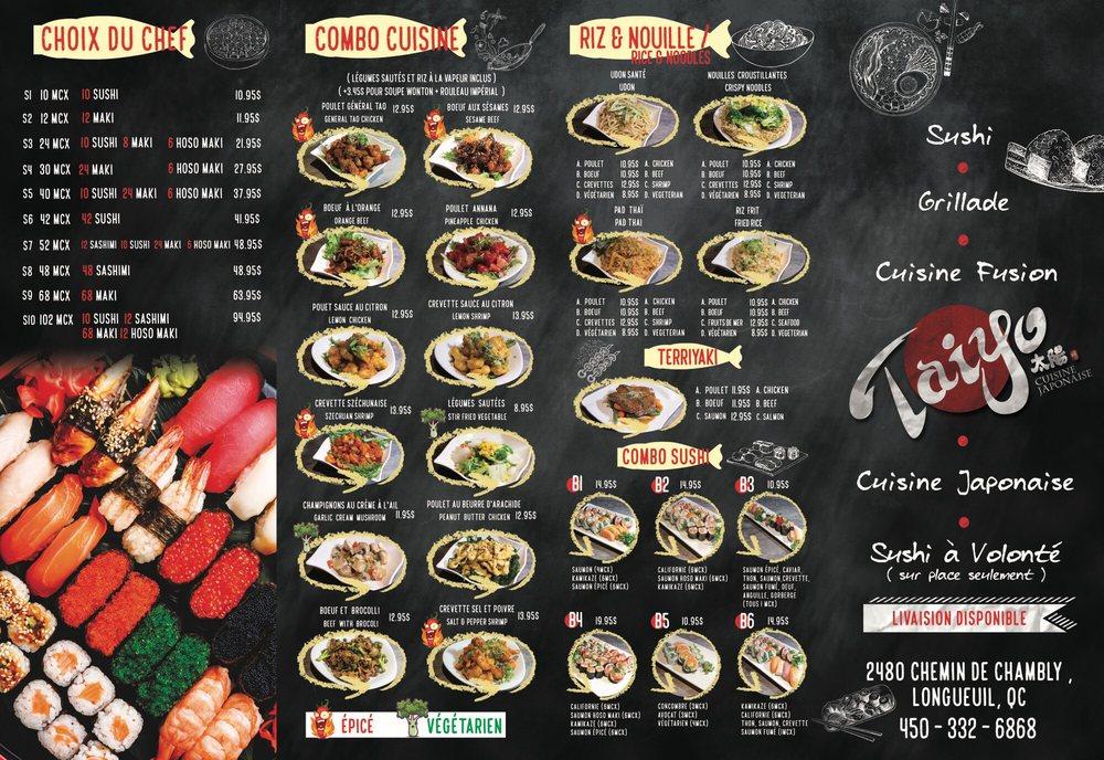 Menu at Taiyo Longueuil restaurant, Longueuil