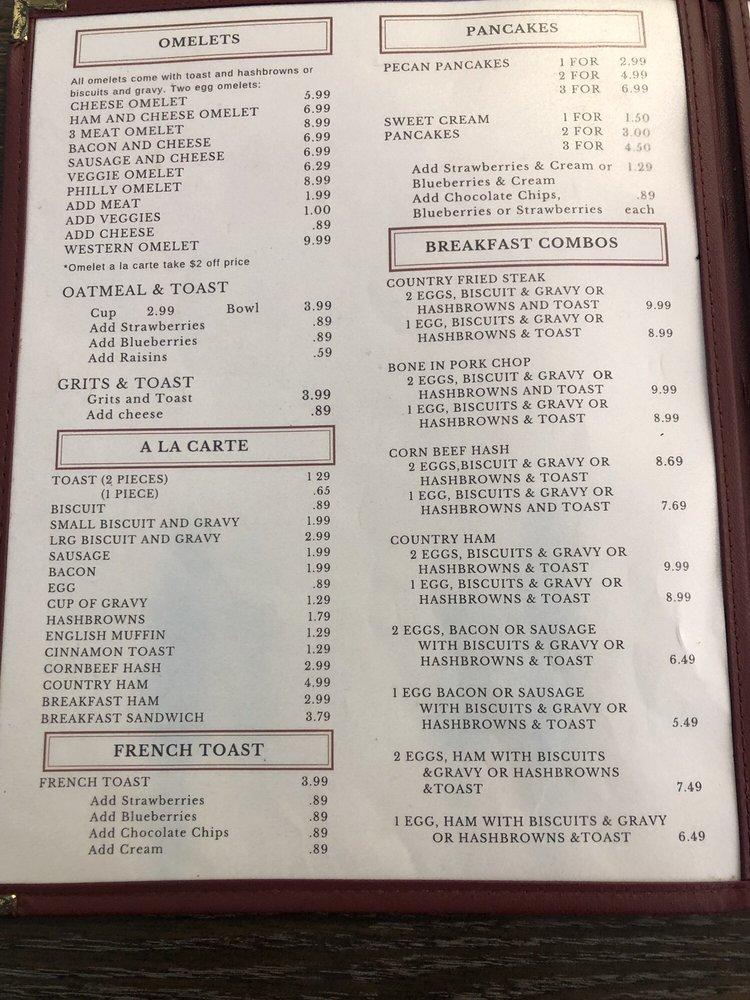 Menu at The Cracked Egg restaurant, Mountain Home
