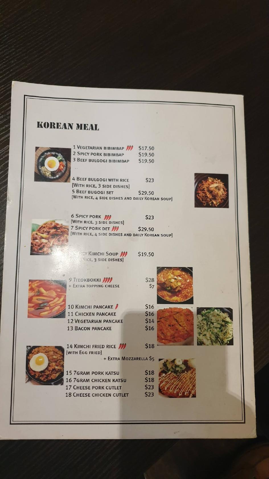 Menu at 7 Grams Restaurant, North Perth