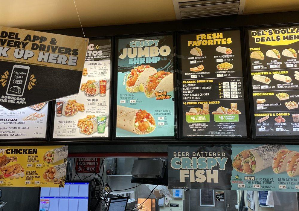 Menu at Del Taco fast food, Orlando, Collegiate Way