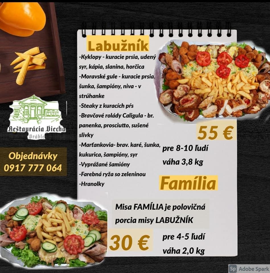 Menu at Reštaurácia Viecha restaurant, Vráble, Vráble