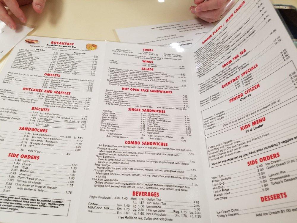 Menu at T-Ville Diner restaurant, Thomasville