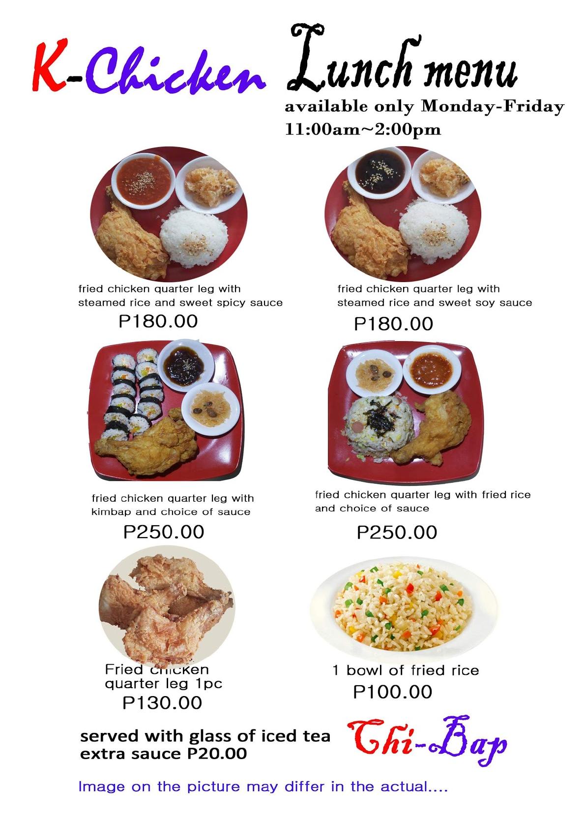 Menu at You-Han's K-Bap Restaurant, Cabangan