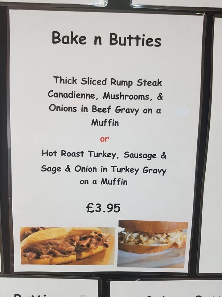 Menu at BAKE -N- BUTTIES cafe, Bury