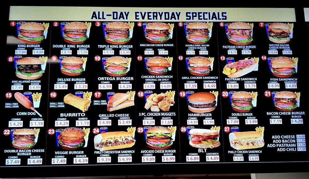 Menu at Burger Palace restaurant, Corcoran