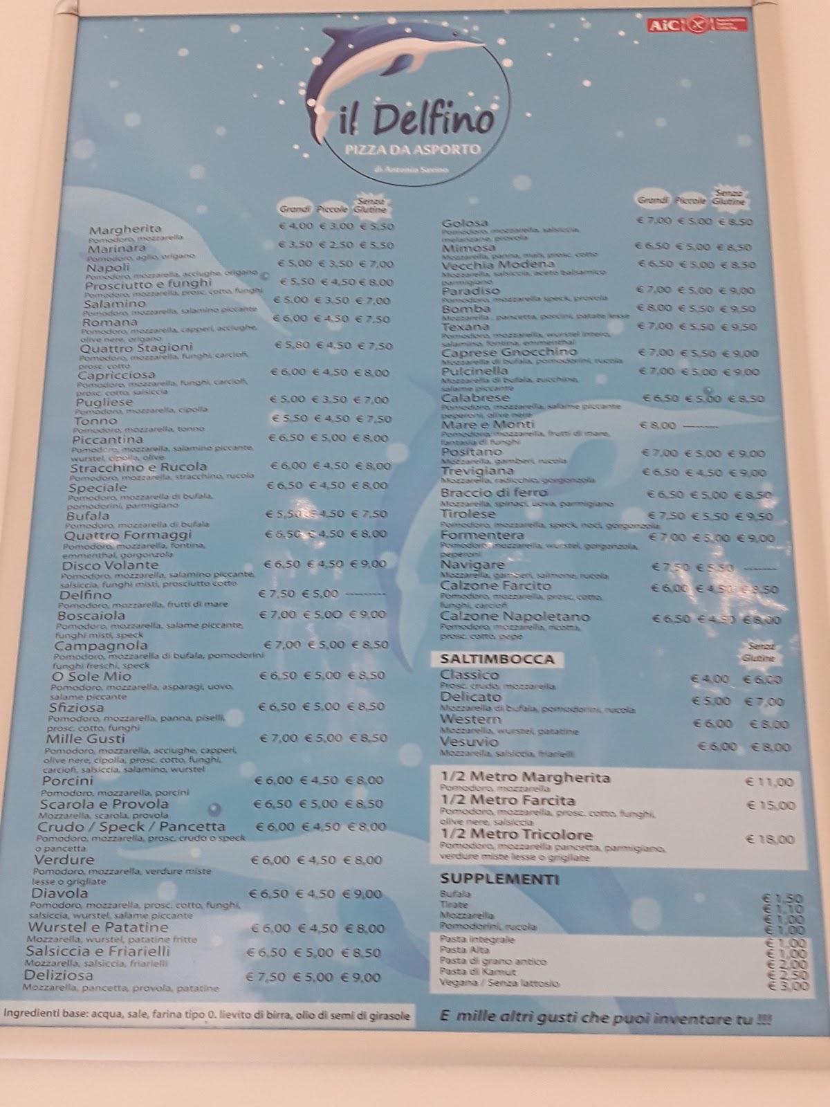 Menu at Il Delfino Pizzeria, Carpi