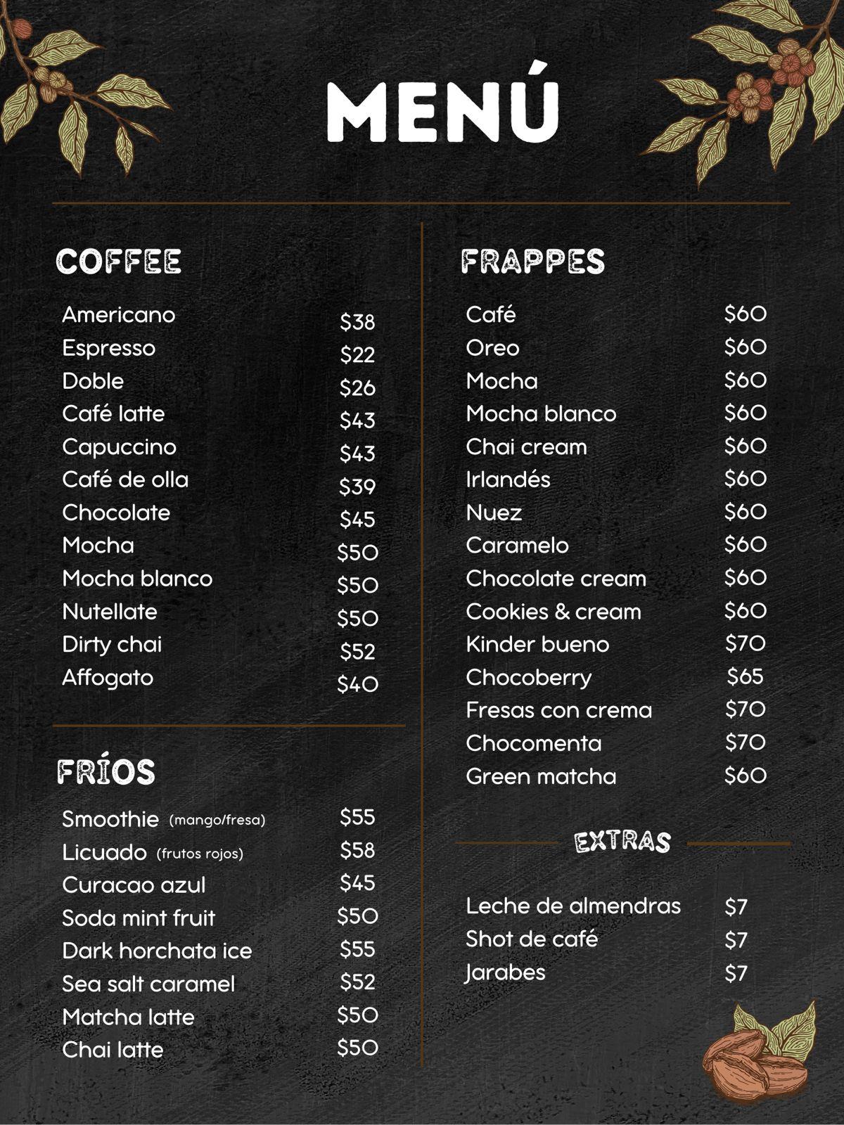 Menu at Kaffi Caucel, Merida