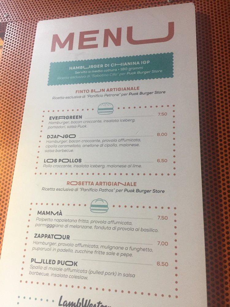 Menu da PUOK (Vomero) ristorante, Napoli