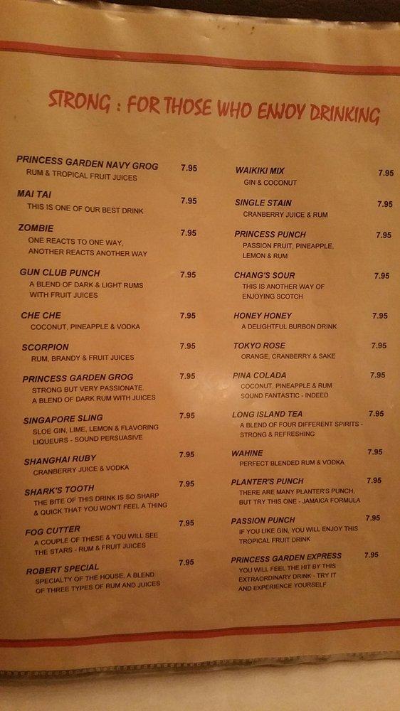 Menu at Princess Garden restaurant, Kansas City