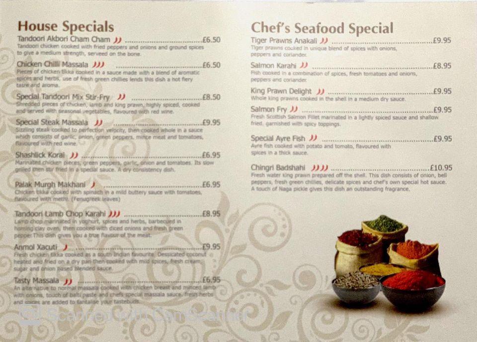 Menu at Anmol Indian Restaurant, Warrington, 62 Warrington Rd