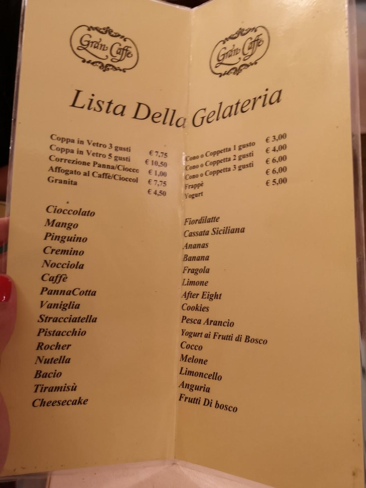 Menu da Gran Caffè pub & bar, Assisi