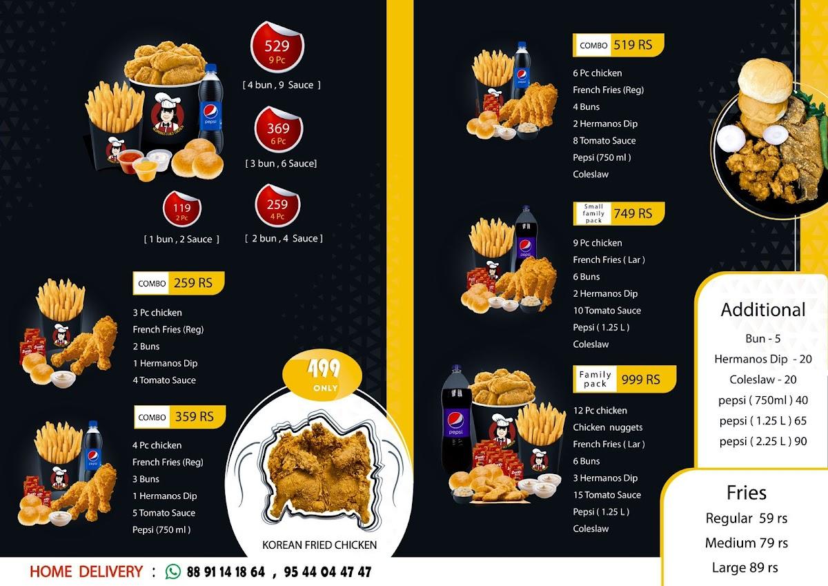 Menu at Hermanos Fried Chicken, Thrissur