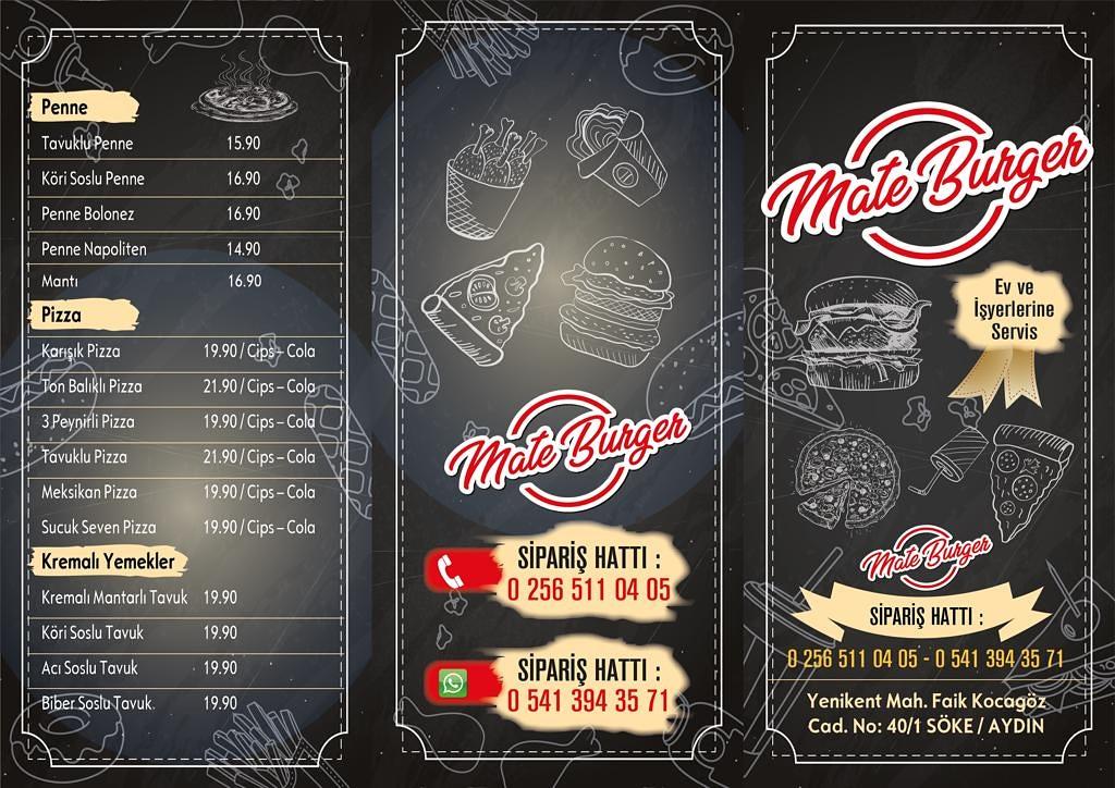 Menu at Mate Burger, Söke