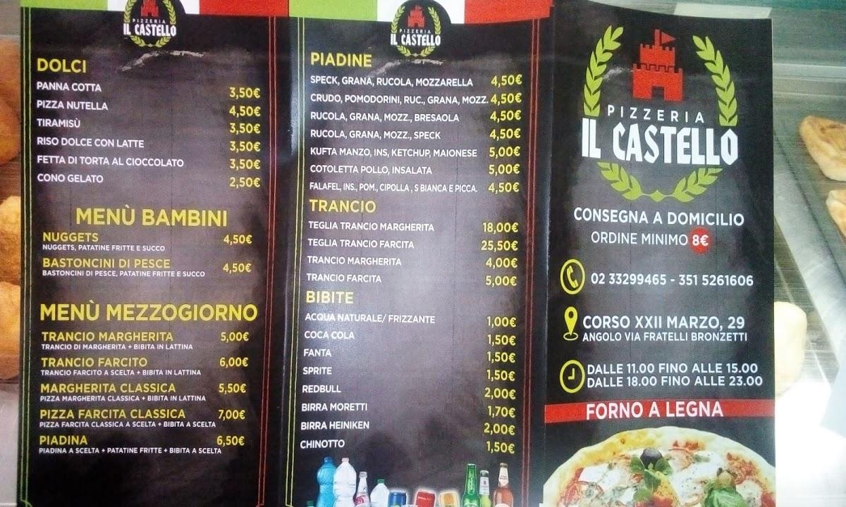 Menu at Pizzeria il castello, Milan
