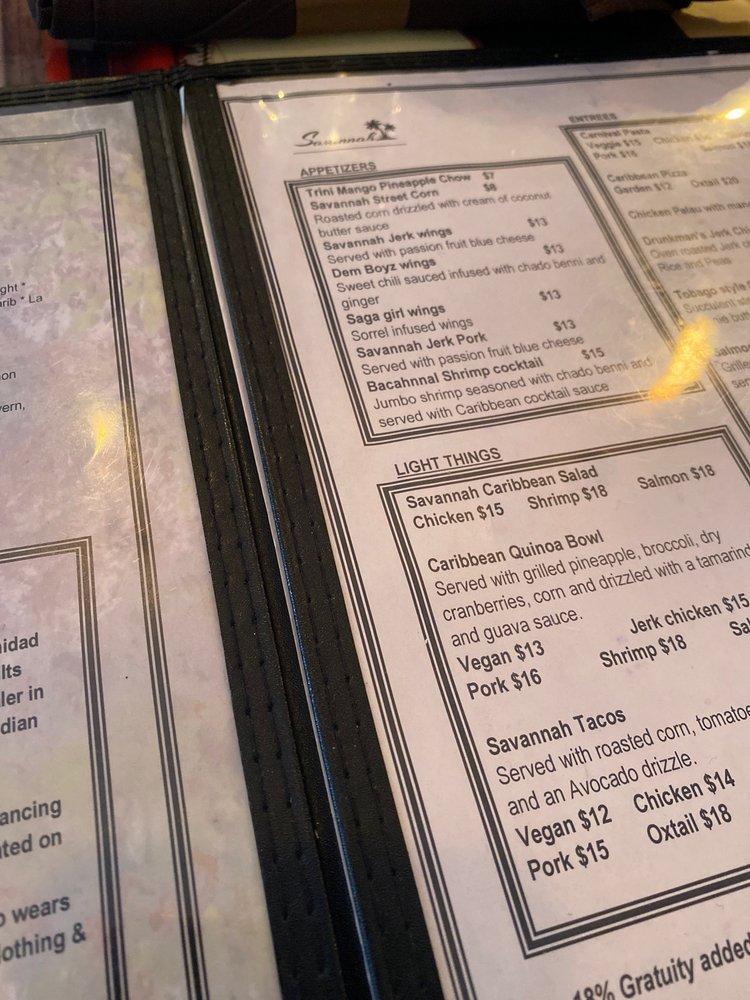 Menu at Savannah Cafe, New York City