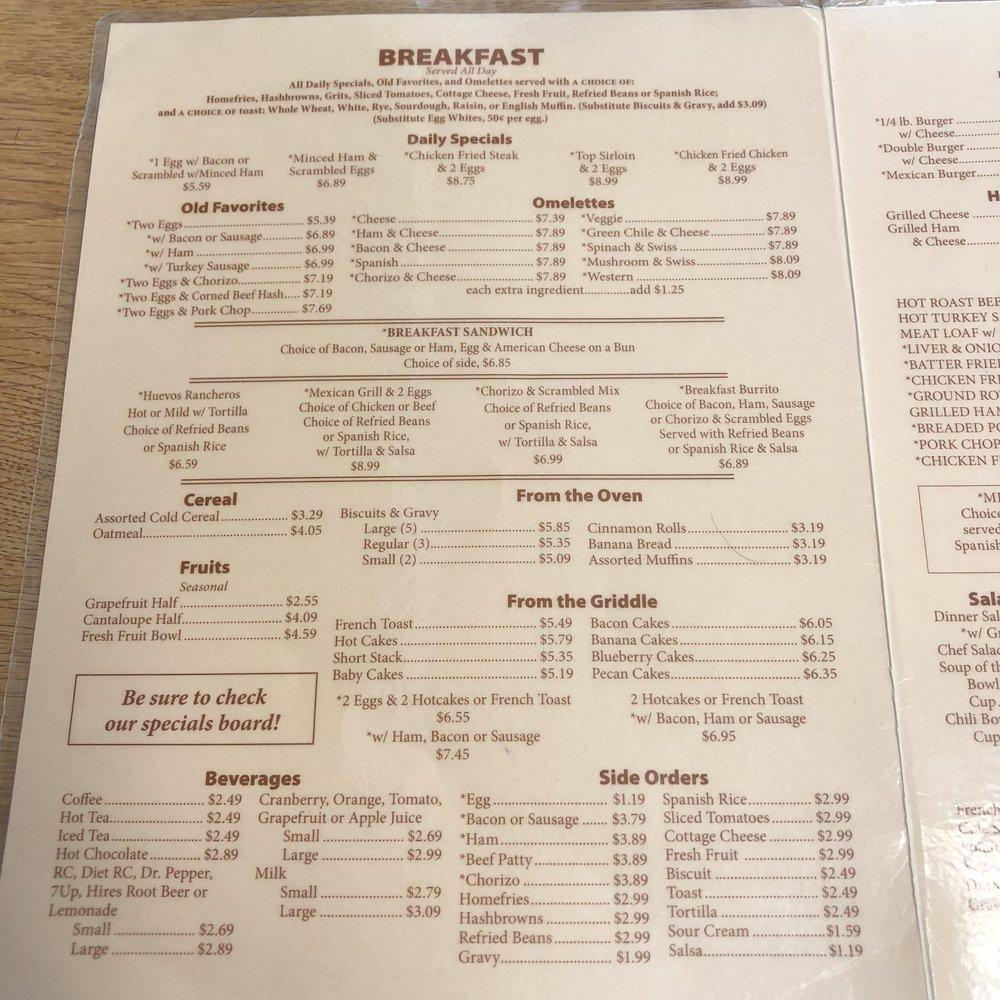 Menu at Bread and Butter Cafe, Tucson