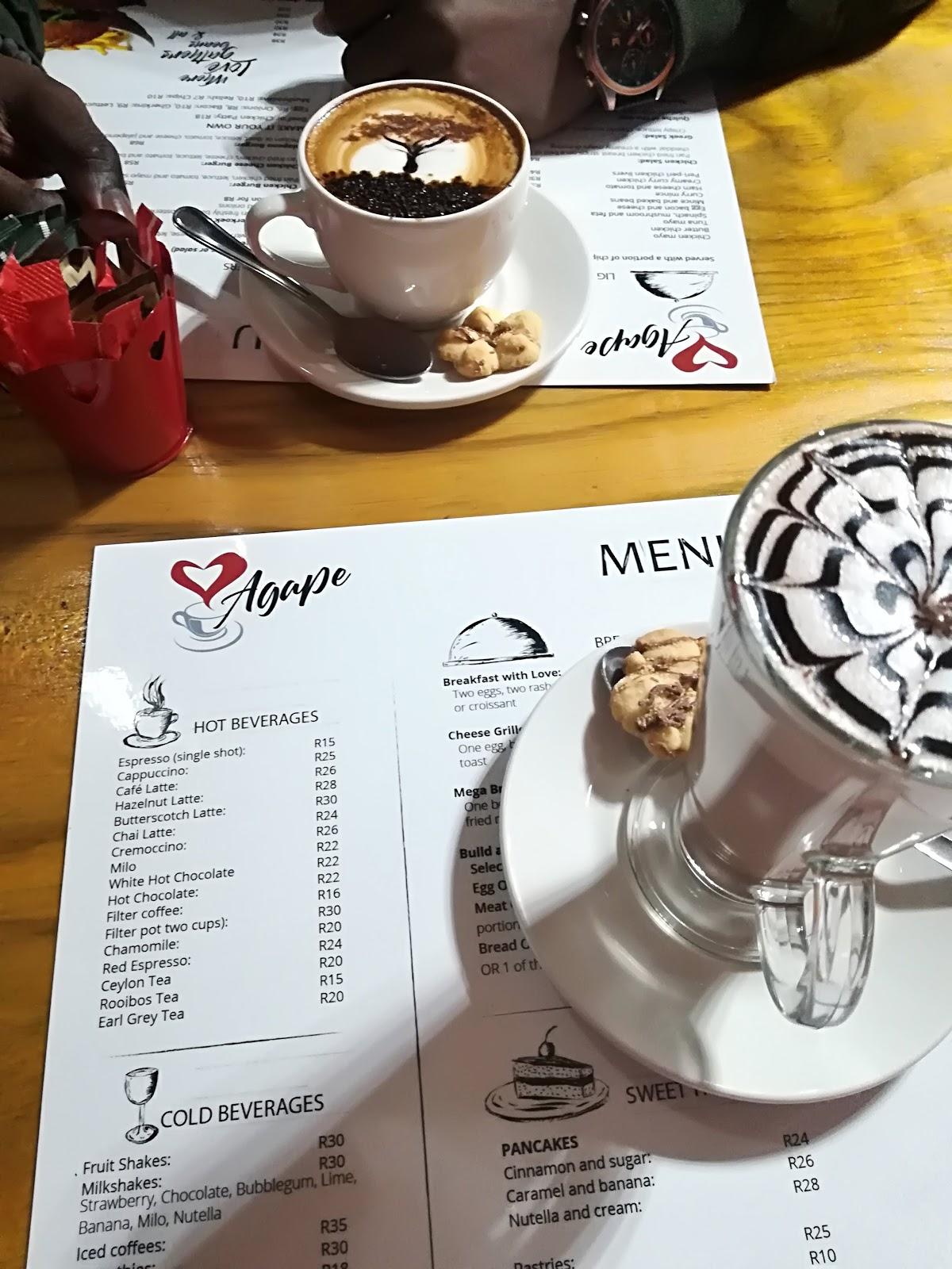 Menu at Agape Coffee Shop restaurant, Uitenhage