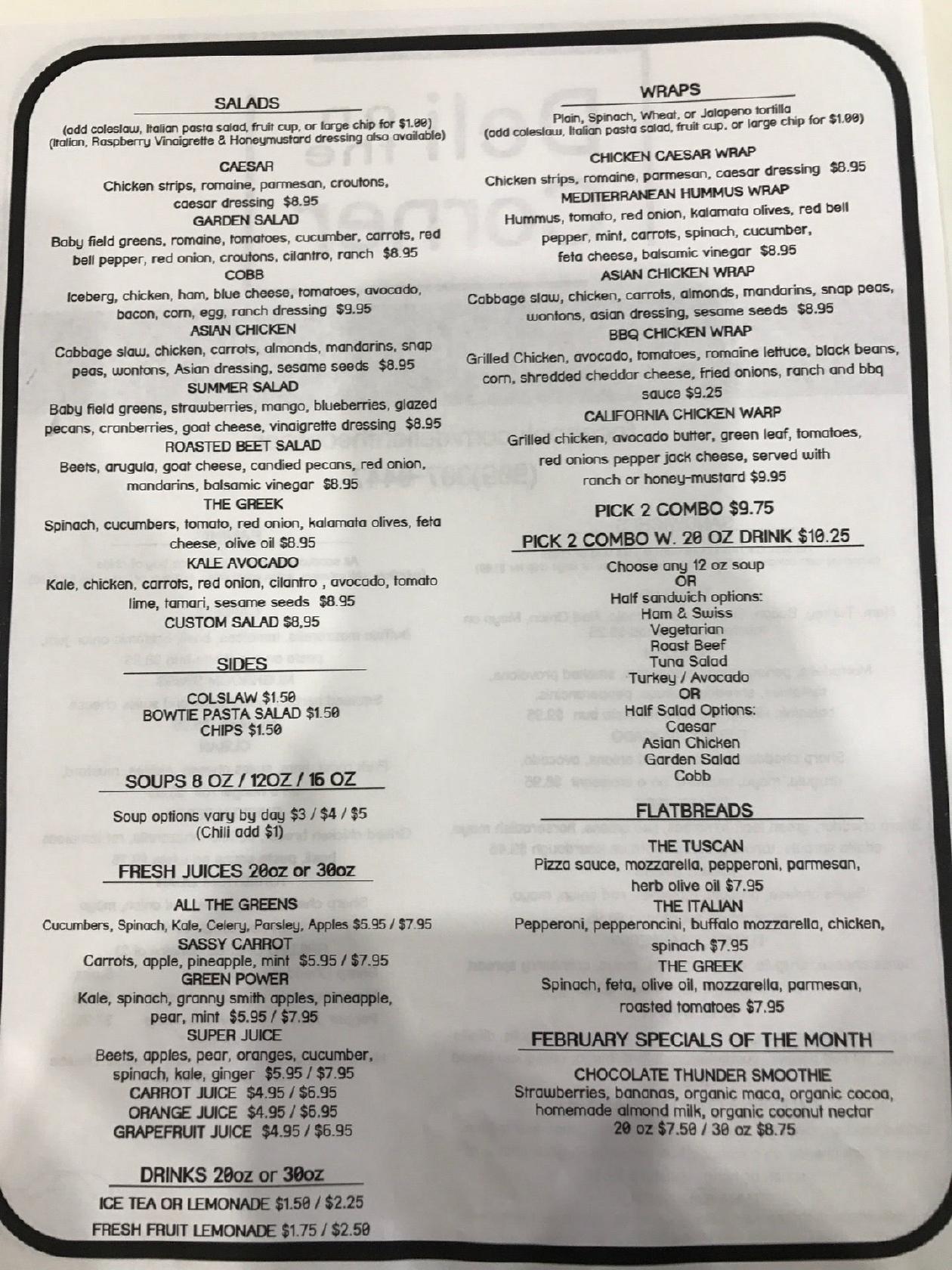 Menu at Four Corners Eatery & Coffee Bar, Redlands, 505 New Jersey St