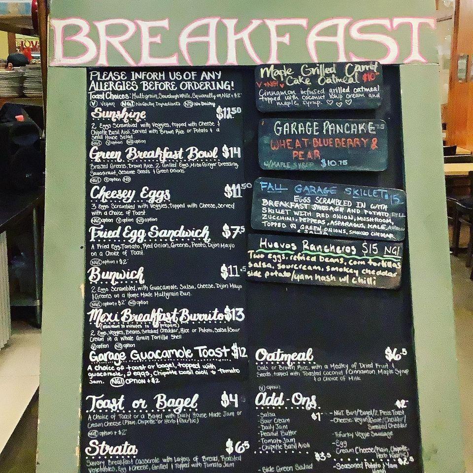 Menu at Duncan Garage Café & Bakery, Duncan