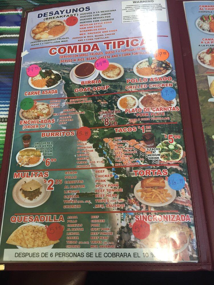Menu at Taqueria Y Mariscos El Kora restaurant, West Valley City, S ...