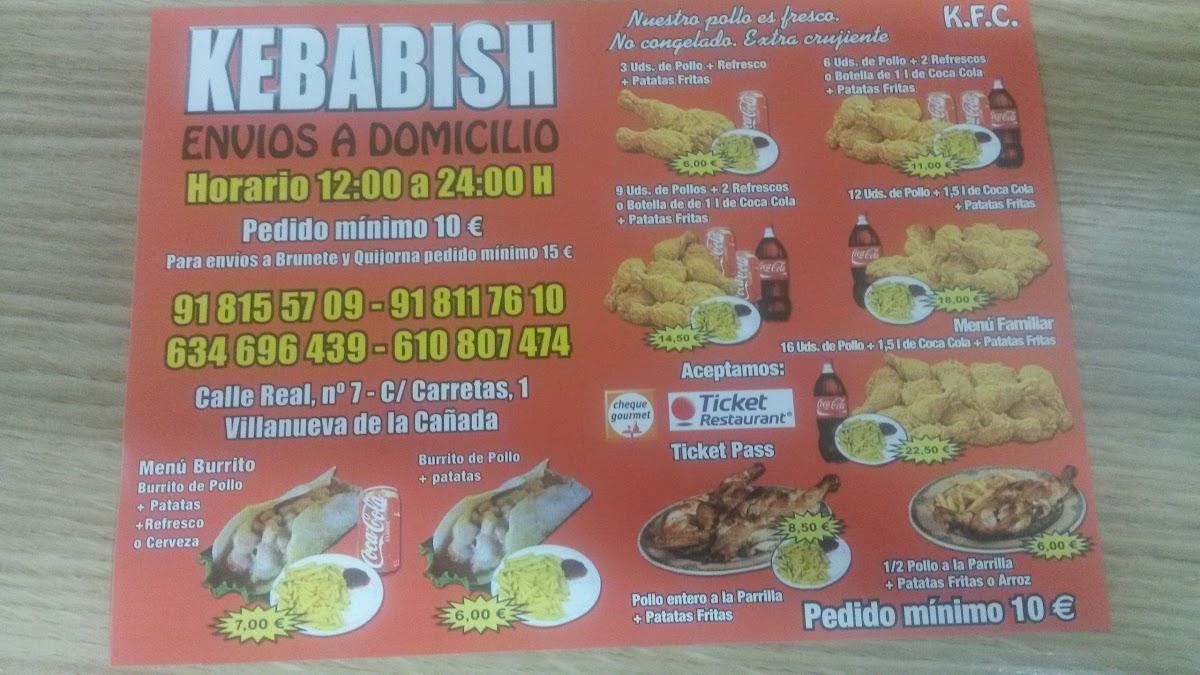 Menu at Kebabish restaurant, Villanueva de la Cañada