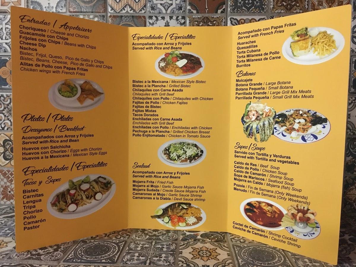 Menu at La Reina de México 2 restaurant, Clearwater