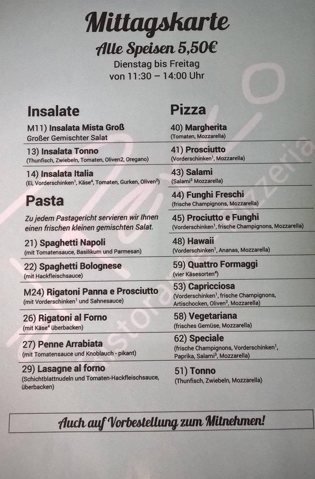 Speisekarte von Ristorante Al Parco pizza, Nürnberg