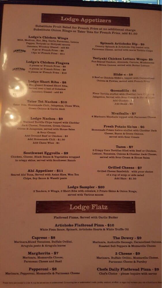 Menu at The Lodge pub & bar, Las Vegas, S Fort Apache Rd