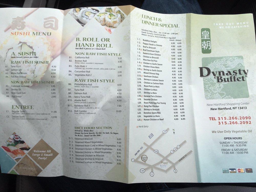 Menu at East Dynasty Buffet restaurant, New Hartford, 120 Genesee St