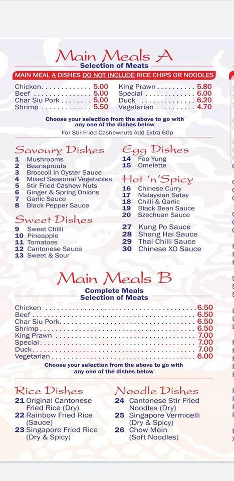Menu at Golden House fast food, Oldham, 2A Greenbridge Ln