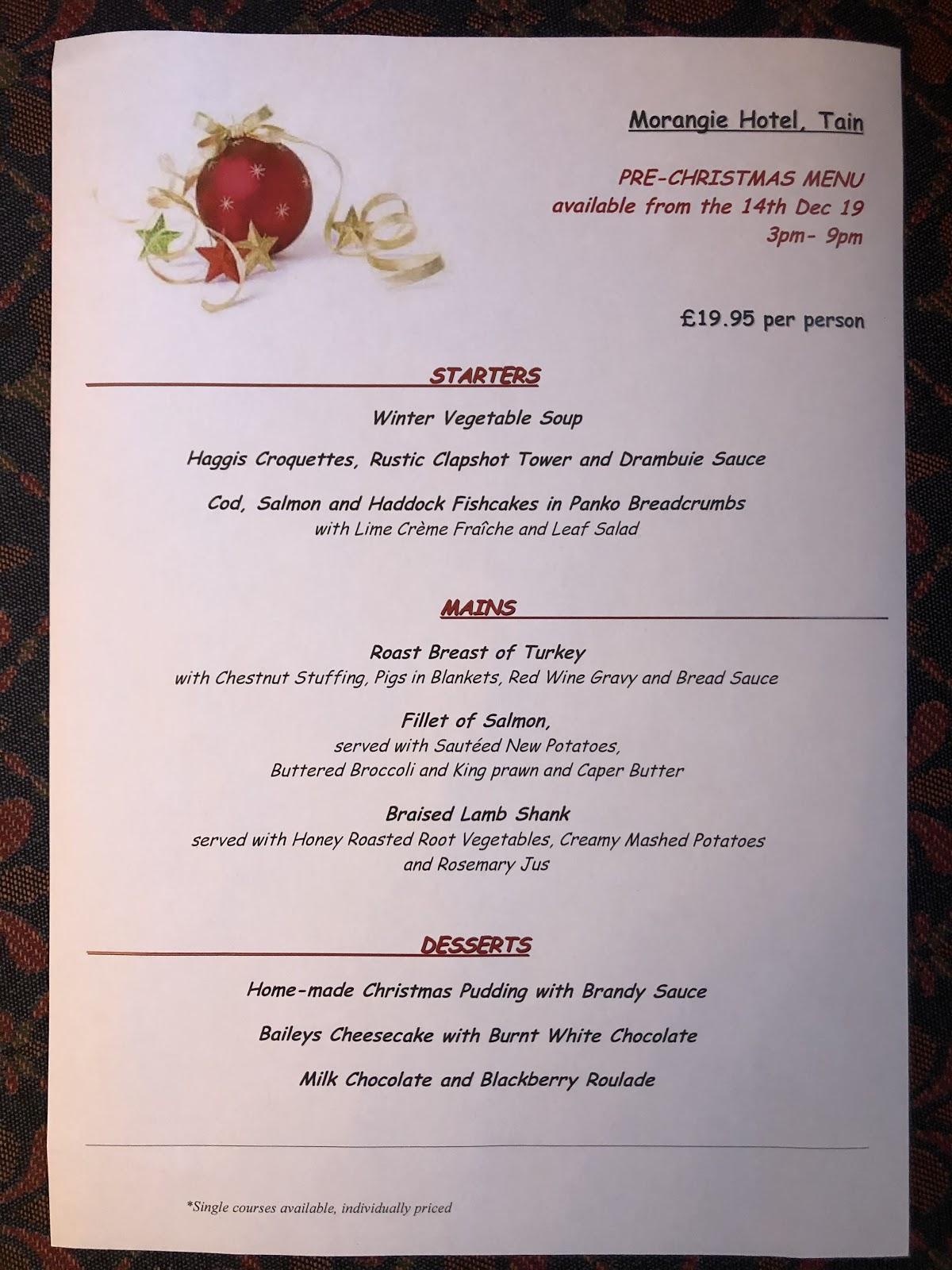 Menu at Morangie Hotel Tain pub & bar, Tain