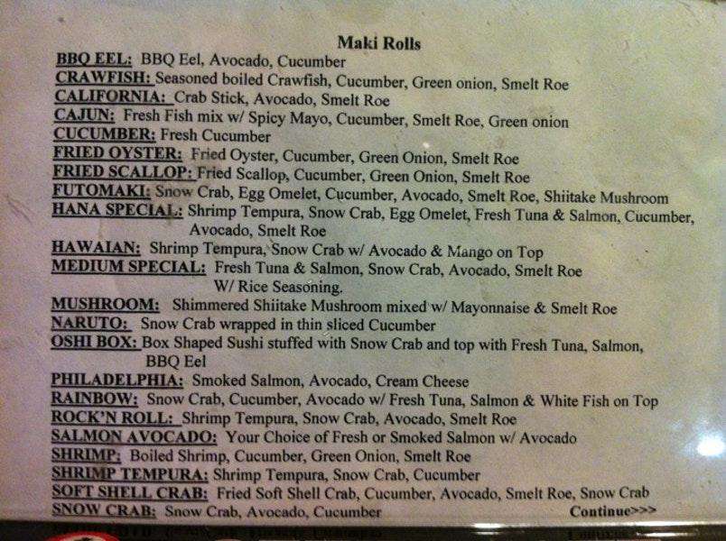 Menu at Cafe Zen, Gretna, Belle Chasse Hwy Ste 5