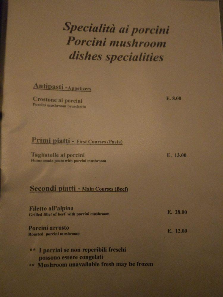 Menu at La Taverna di San Giuseppe restaurant, Siena