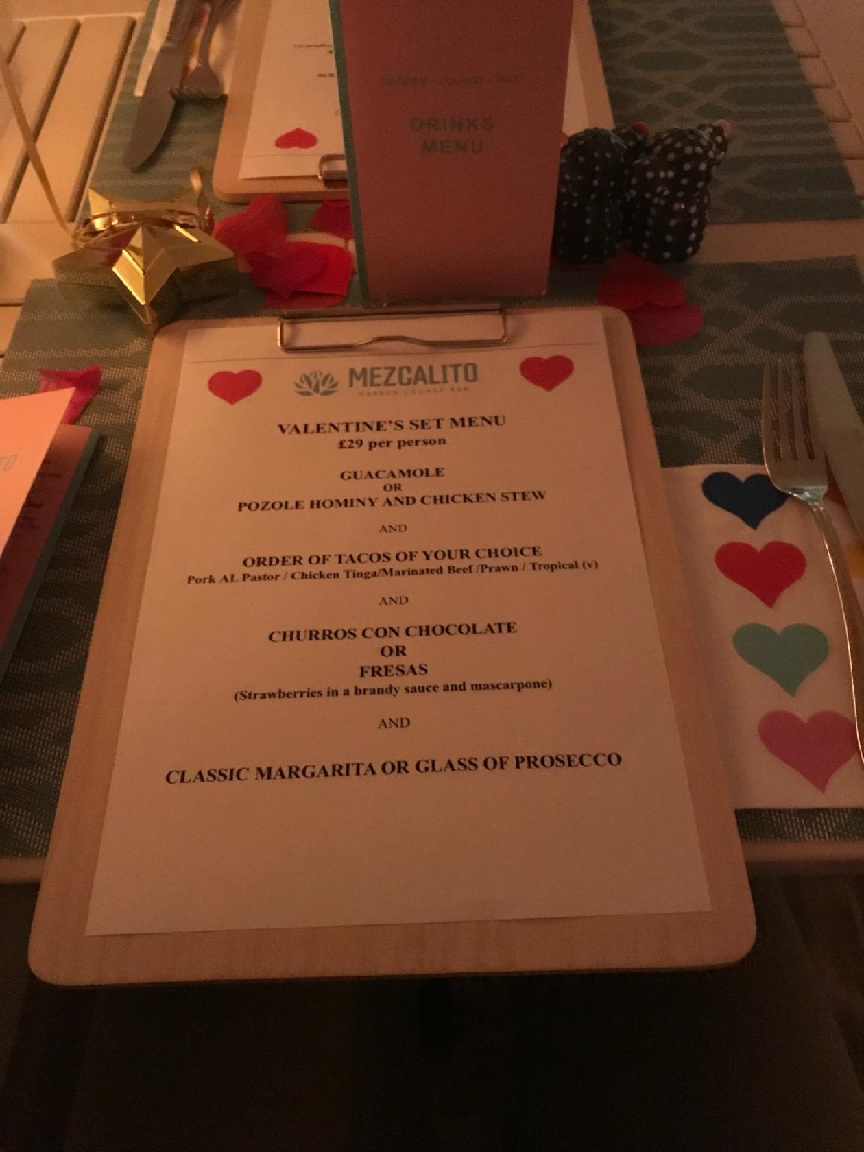 Menu at Mezcalito Chelsea restaurant, London